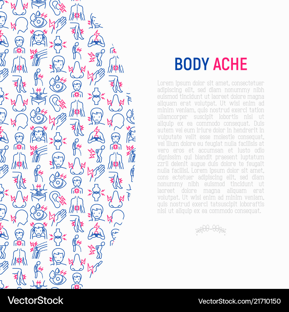 Body aches concept with thin line icons Royalty Free Vector