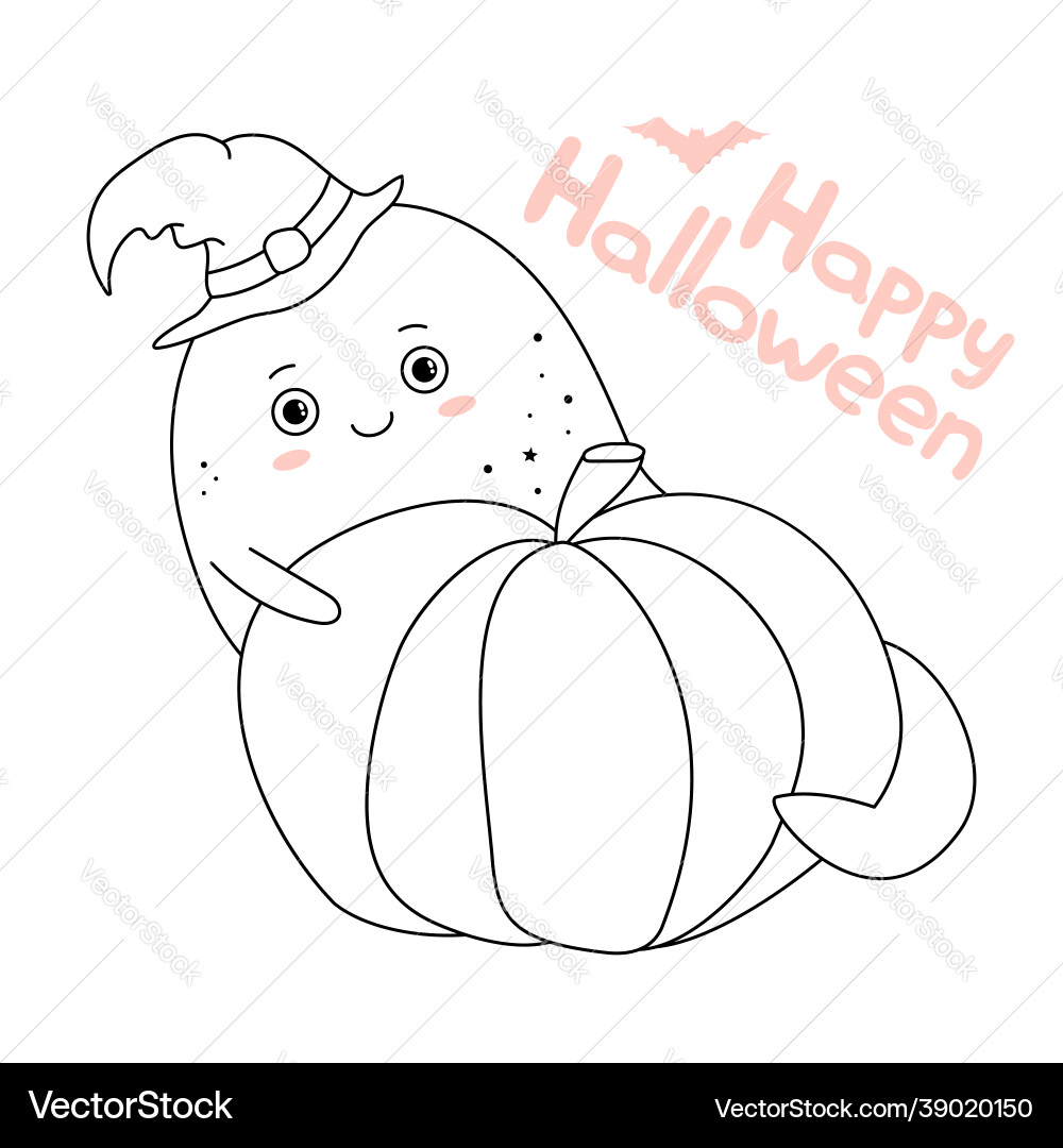 Cute ghost line halloween Royalty Free Vector Image
