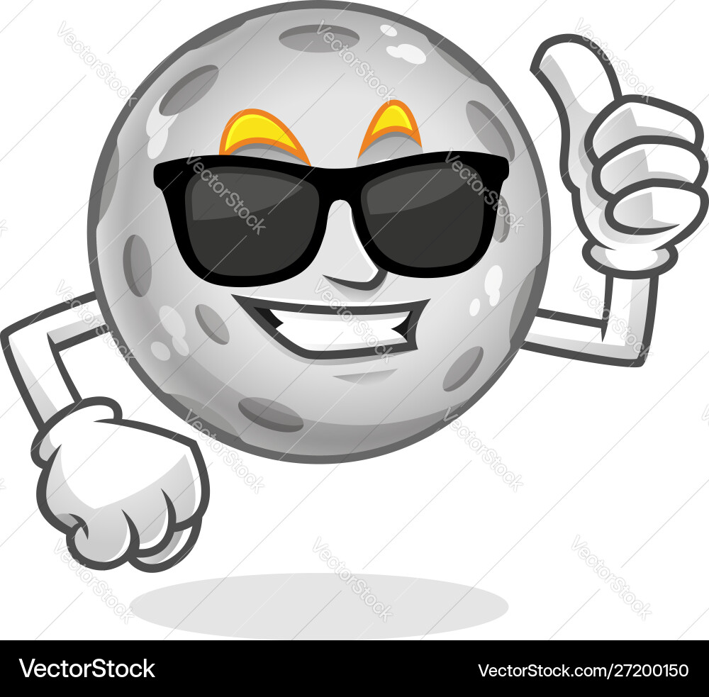 Glasses moon character design or mascot Royalty Free Vector