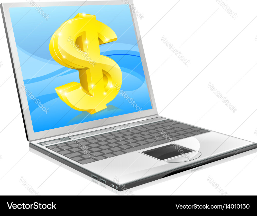 Laptop dollar money concept Royalty Free Vector Image