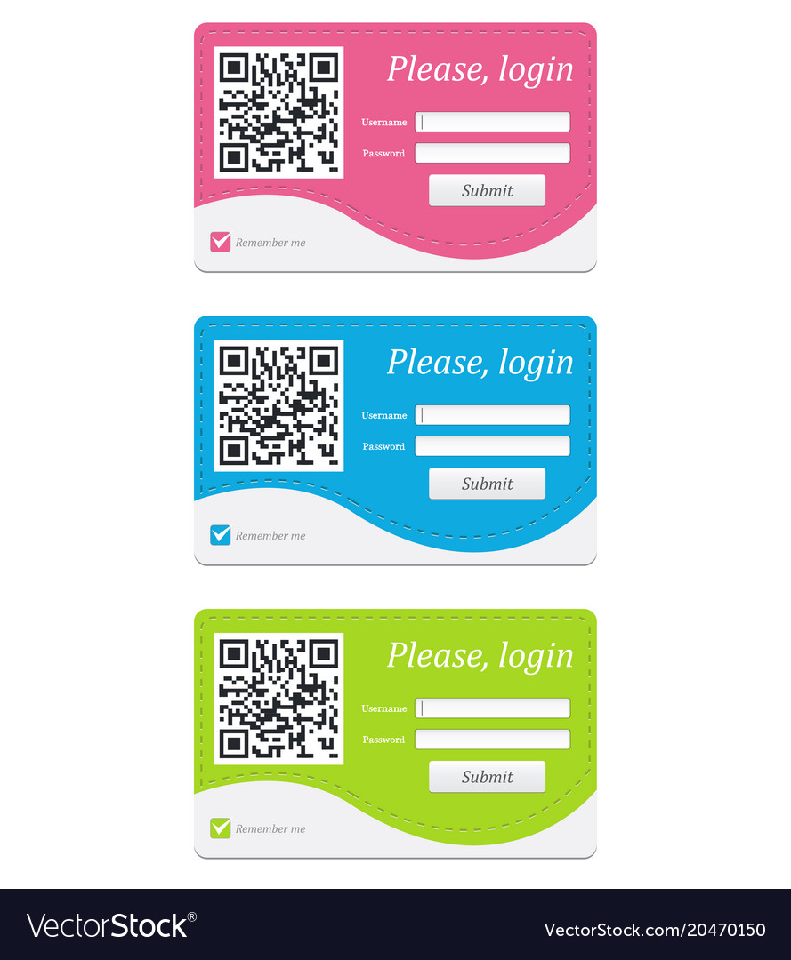 Login form in a shape of badge with qr code Vector Image