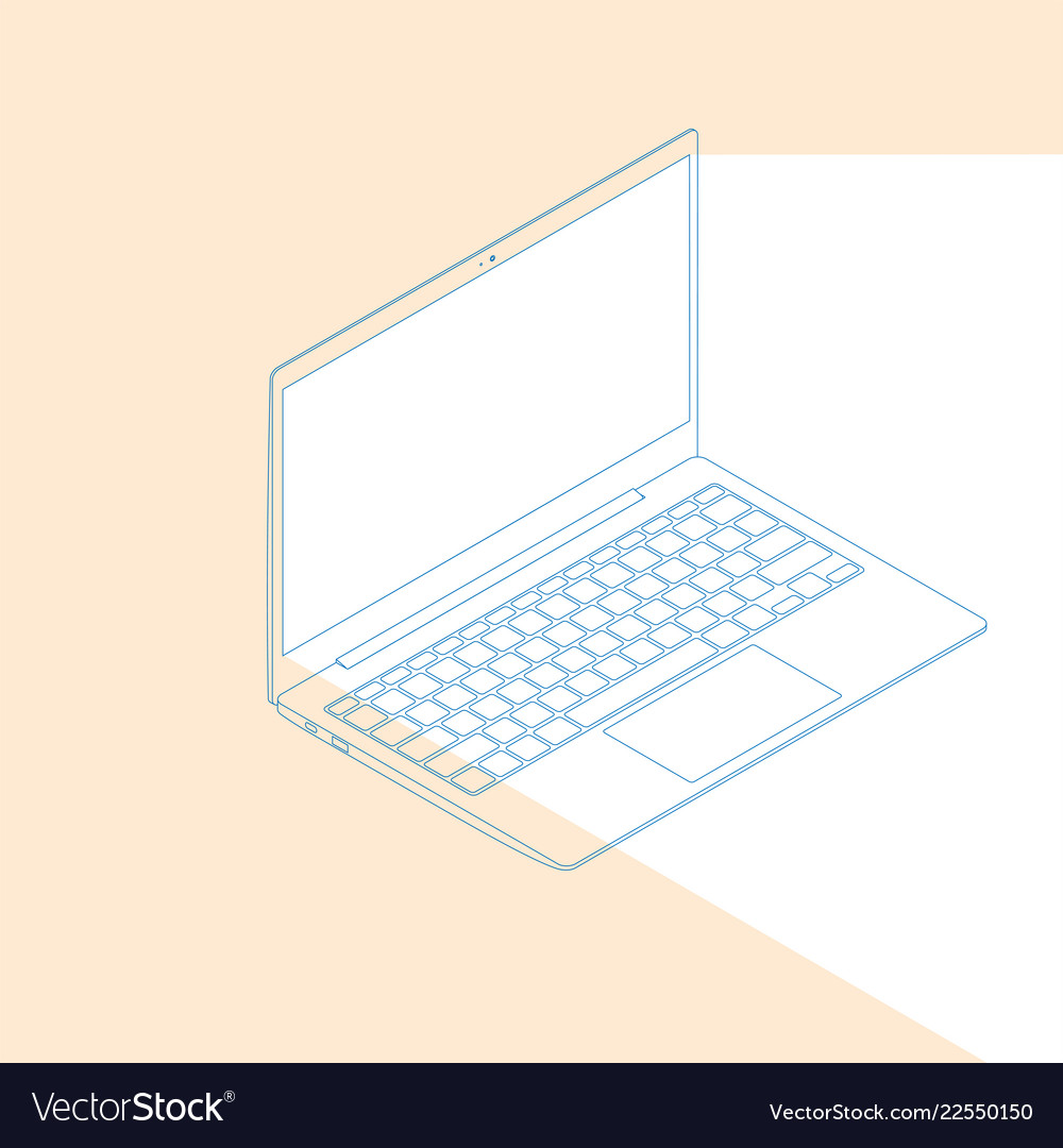 Realistic flat modern laptop with color glow Vector Image