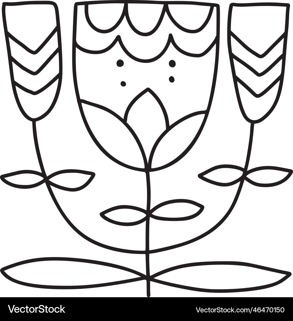 Scandi line ethno logo flower modern abstract Vector Image