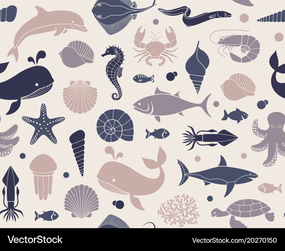 Seamless background with marine life Royalty Free Vector