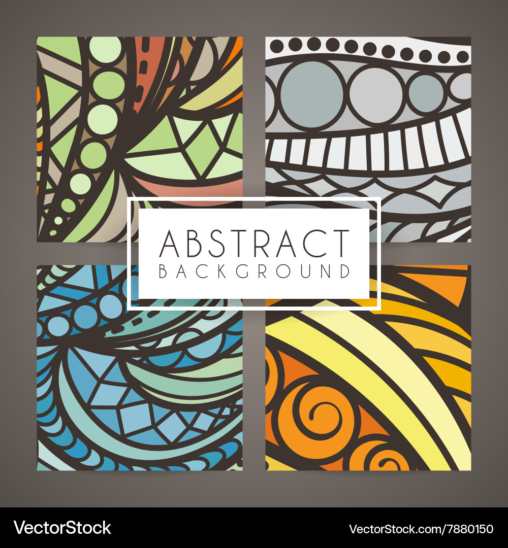 Set of four colorful intricate patterns Royalty Free Vector
