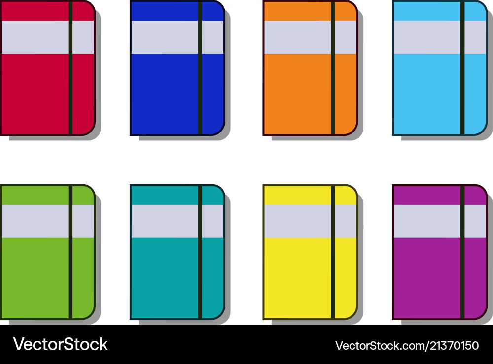 Set of notebooks in flat style with shadows Vector Image
