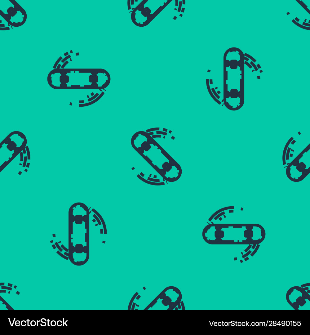 Blue line skateboard trick icon isolated seamless Vector Image
