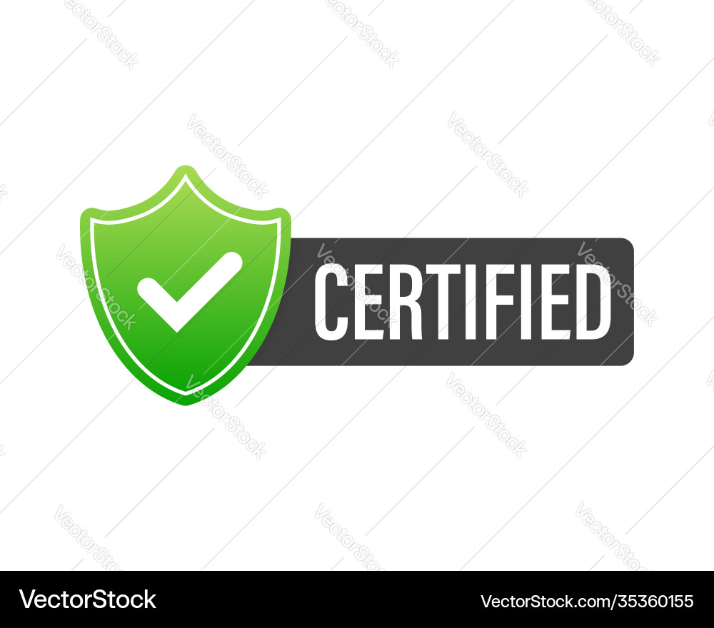 Certified badge stamp red seal origin Royalty Free Vector