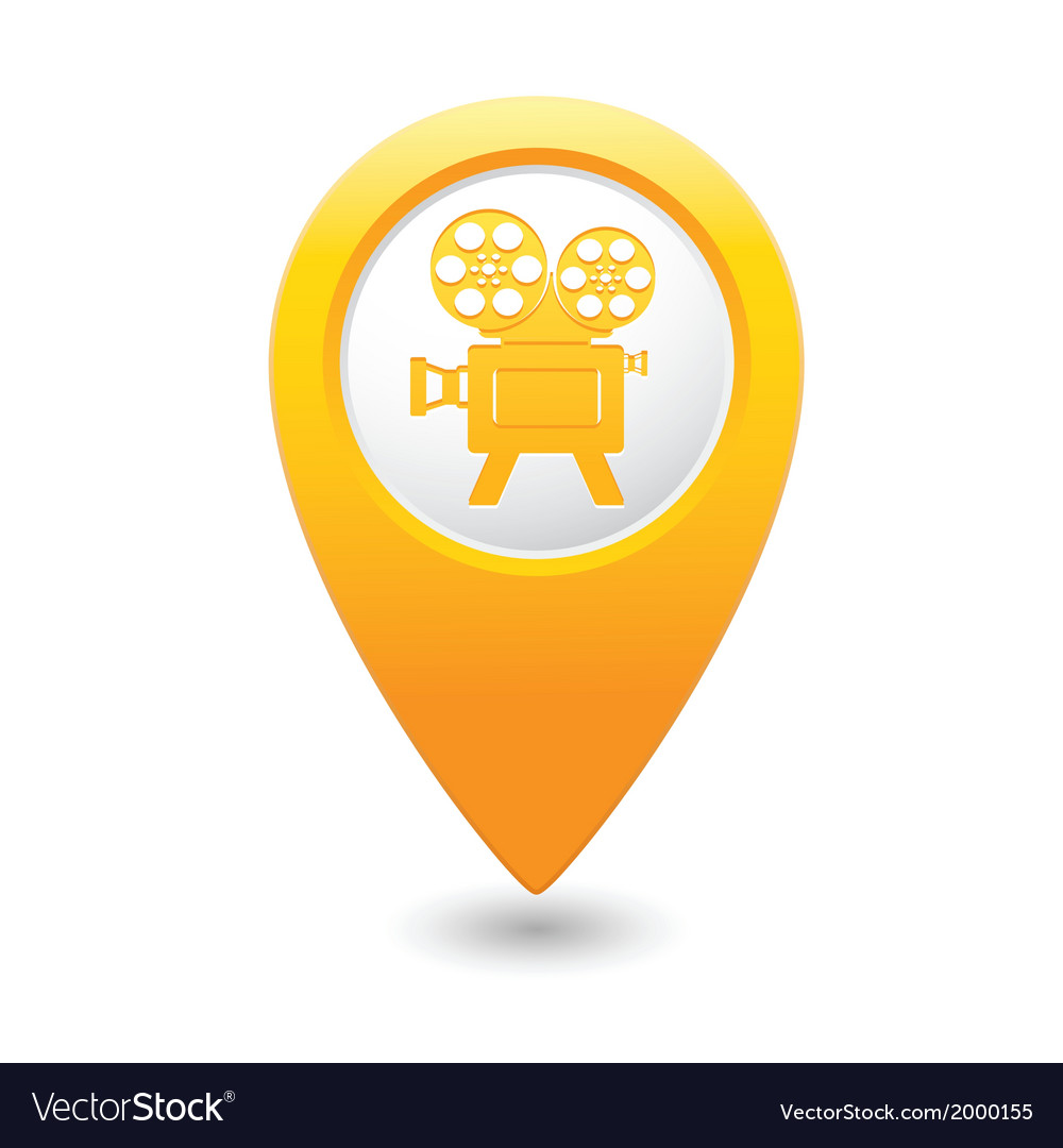 Cinema icon yellow map pointer Royalty Free Vector Image