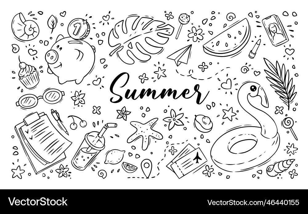 Doodle summer collection Royalty Free Vector Image