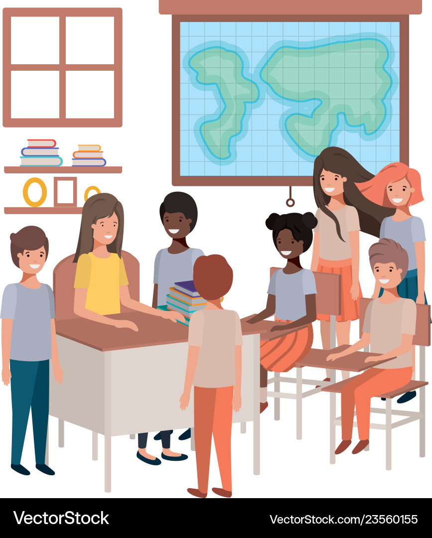 Female teacher in geography class Royalty Free Vector Image