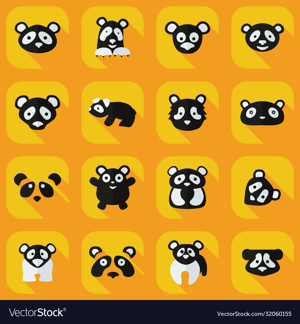 Flat concept set modern design with shadow pandas Vector Image