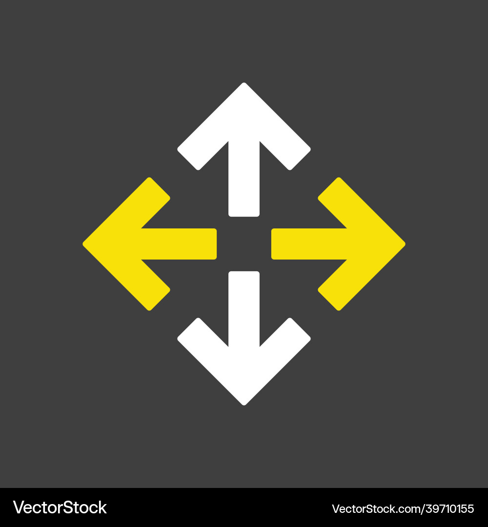 Four arrows pointing from the center icon Vector Image