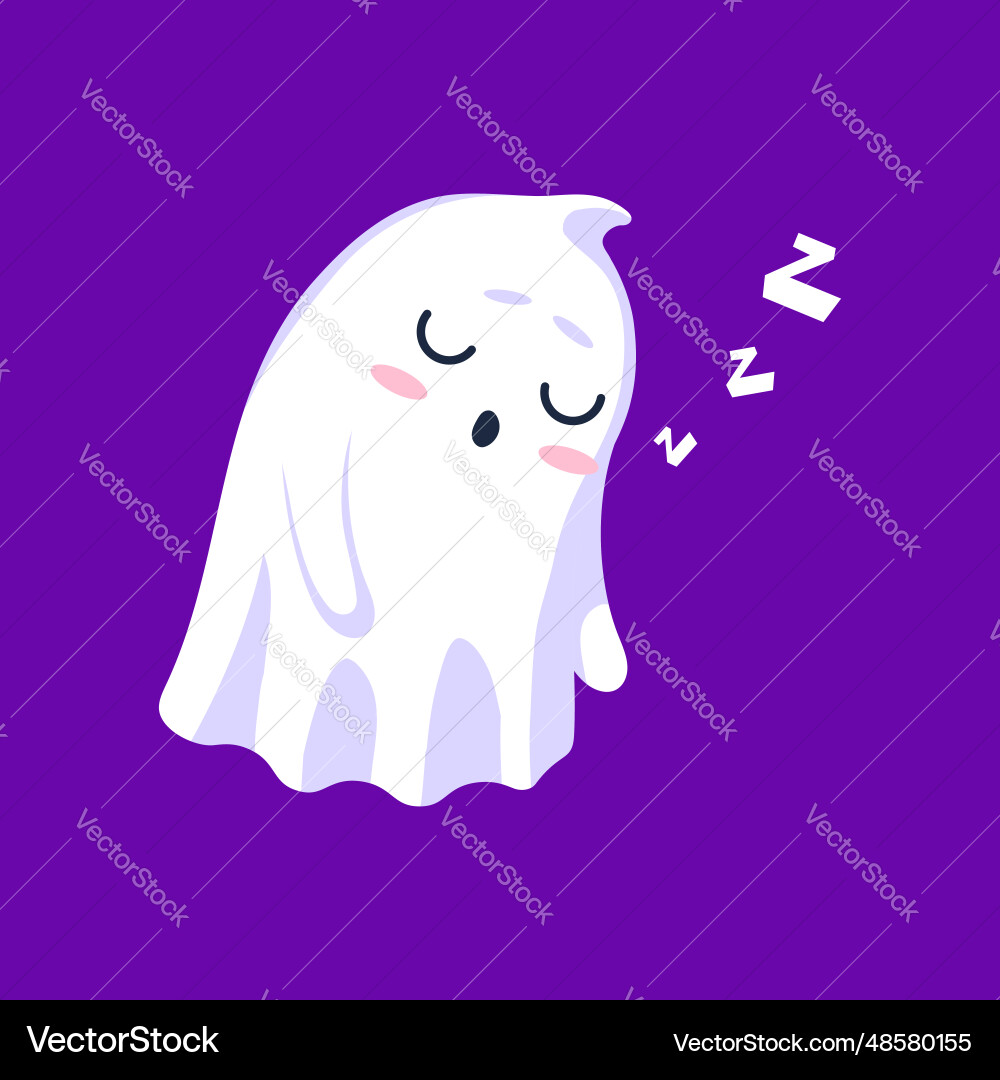 Halloween kawaii ghost sleeping emitting zzz Vector Image
