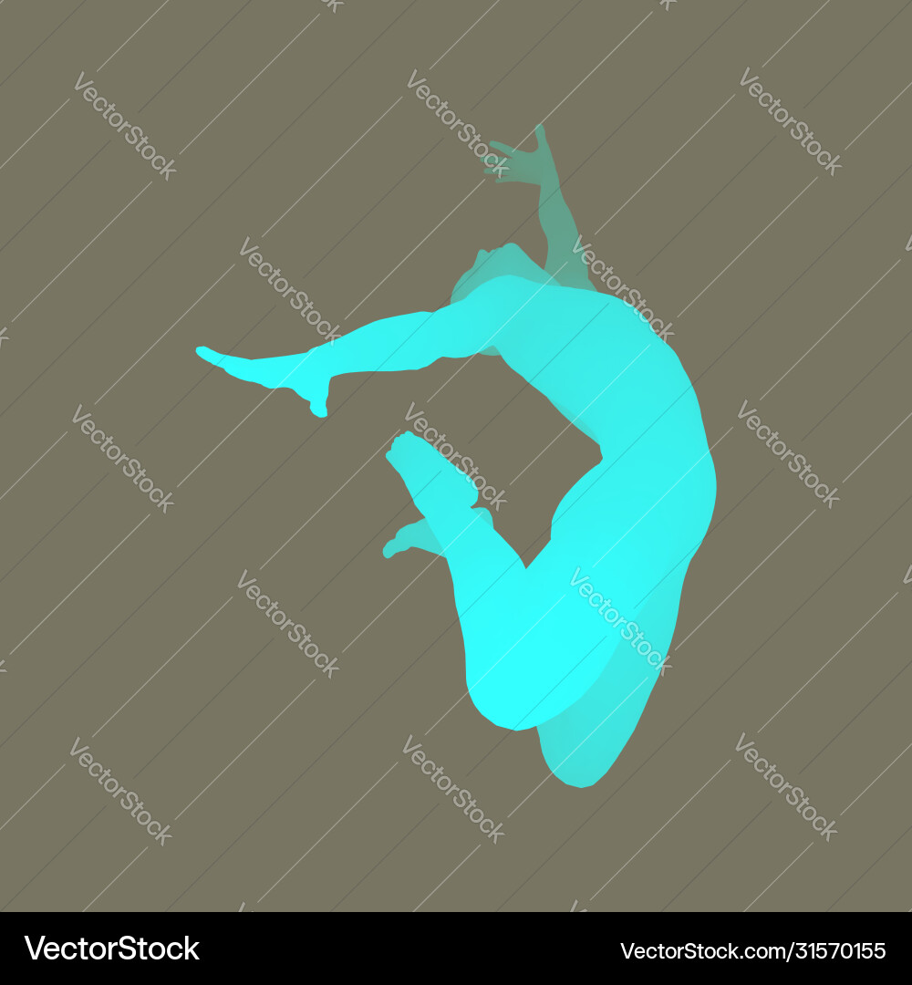 Jumping man gymnast 3d human body model Royalty Free Vector