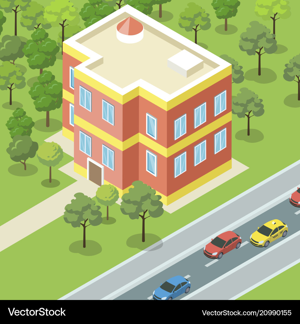 Modern condominium near road banner Royalty Free Vector