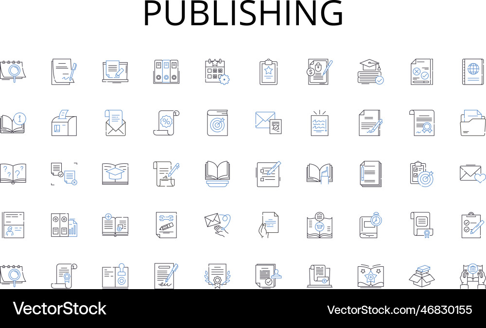 Publishing line icons collection artisan Vector Image