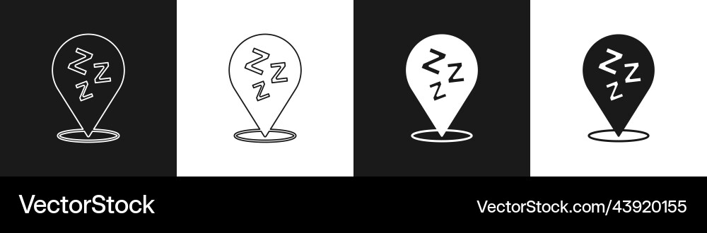 Set sleepy icon isolated on black and white Vector Image