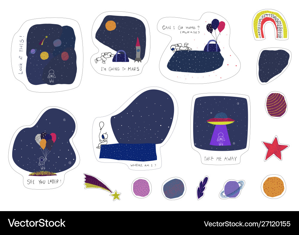 Universe space nature star cutout circle sticker Vector Image