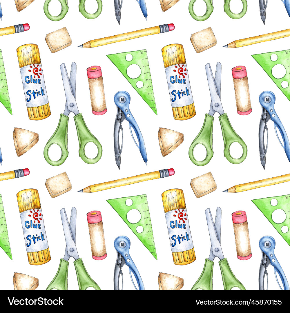 Watercolor drawing pattern of a simple pencil Vector Image