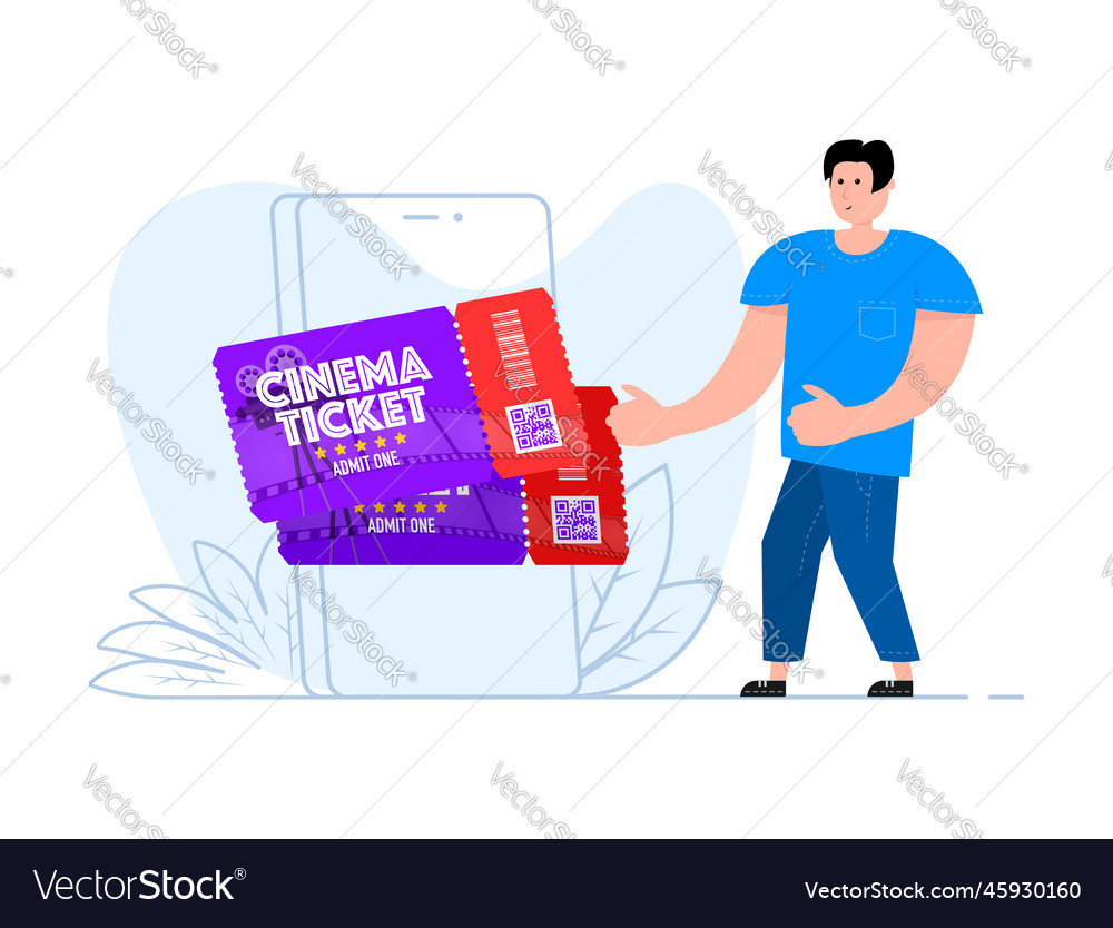 A man stands near the smartphone on screen Vector Image