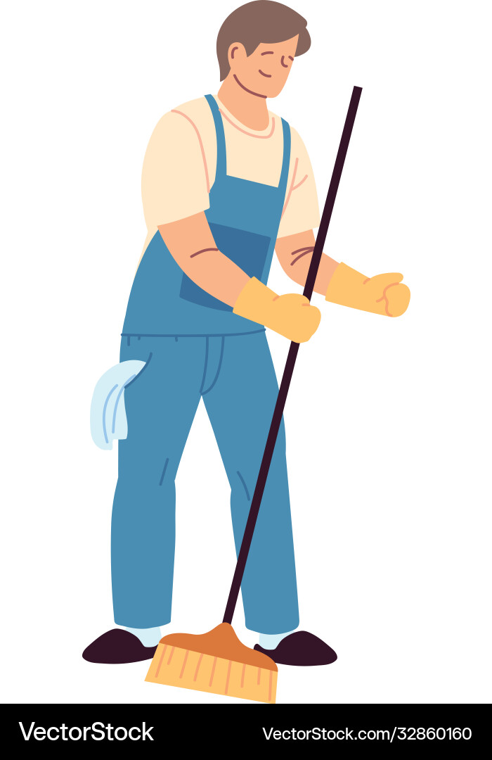 Cleaning service man with gloves and Royalty Free Vector