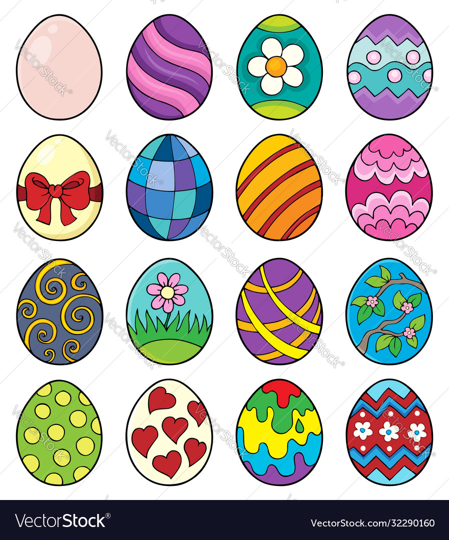 Decorative easter eggs theme set 2 Royalty Free Vector Image