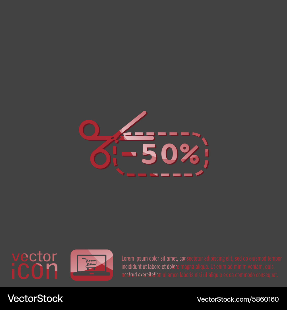 Discount coupon with scissors symbol icon Vector Image
