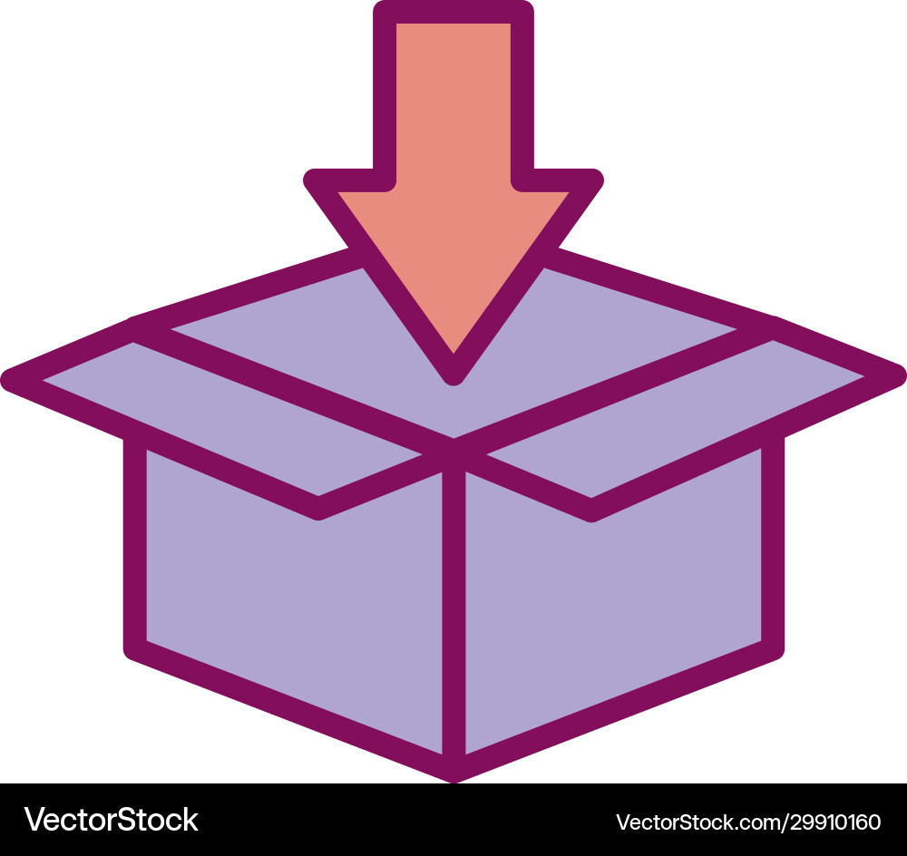 Isolated delivery box and arrow line fill Vector Image