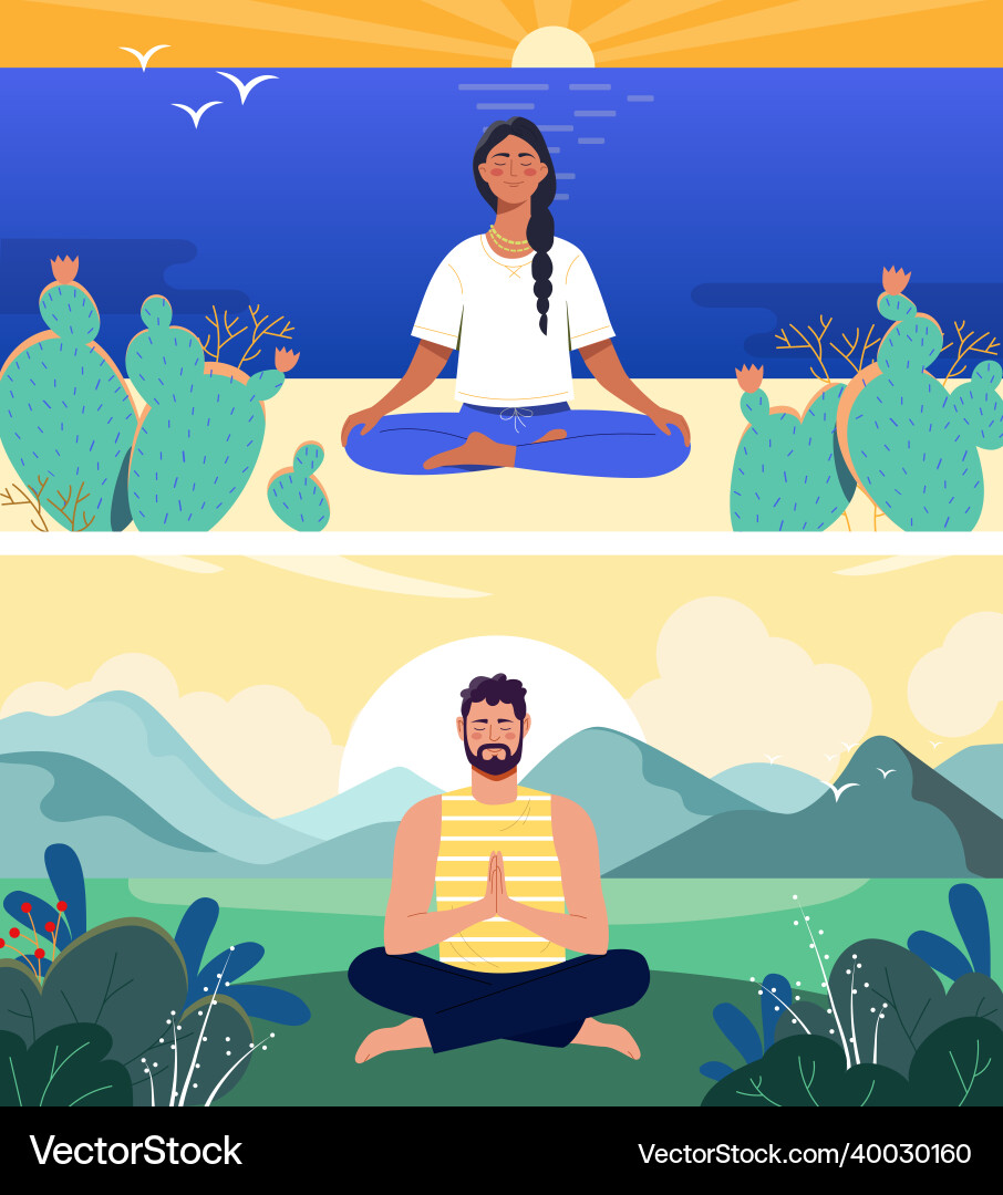 Meditation and yoga concept Royalty Free Vector Image