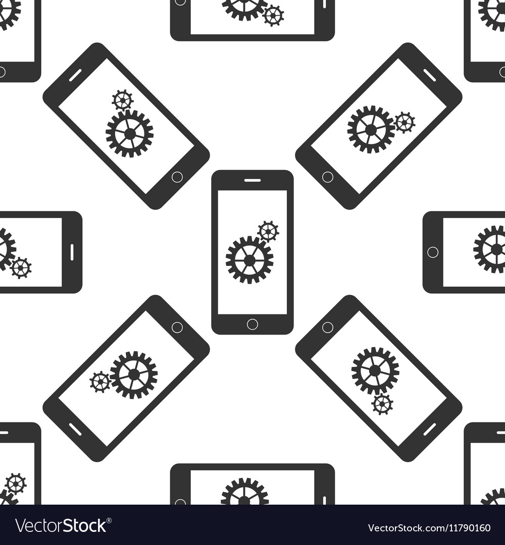 Settings on smartphone screen gear icon adjusting Vector Image Settings on smartphone screen gear icon adjusting Vector Image