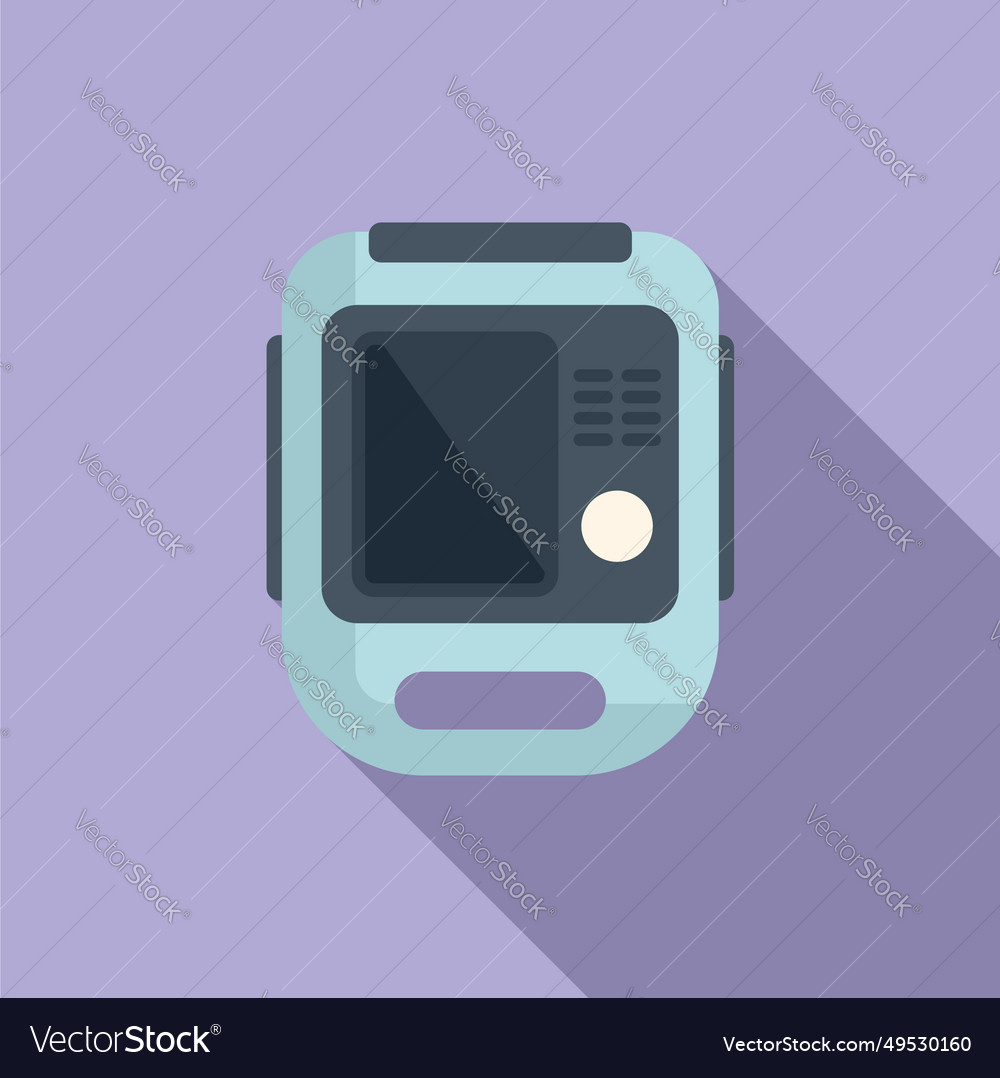Small defibrillator icon flat portable Royalty Free Vector