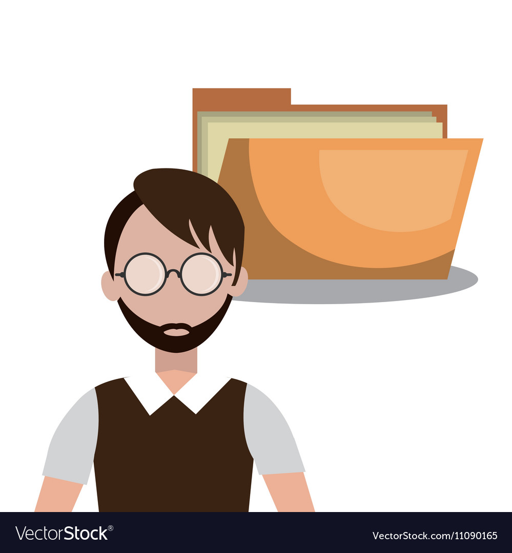 Avatar man and folder Royalty Free Vector Image