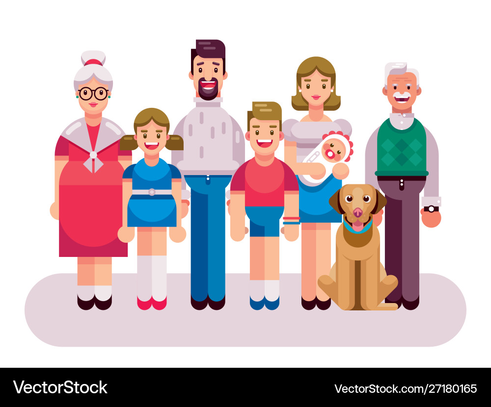 Big happy family Royalty Free Vector Image - VectorStock