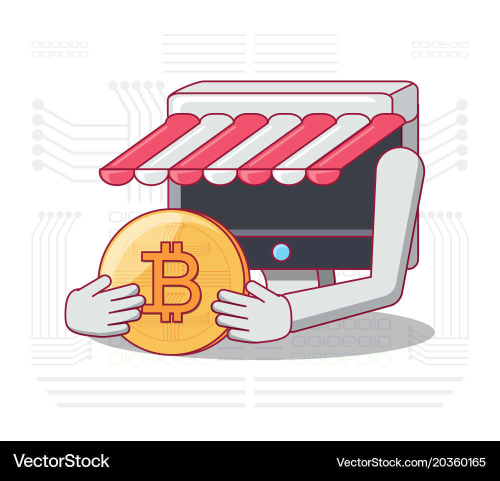 Bitcoin accepted design Royalty Free Vector Image