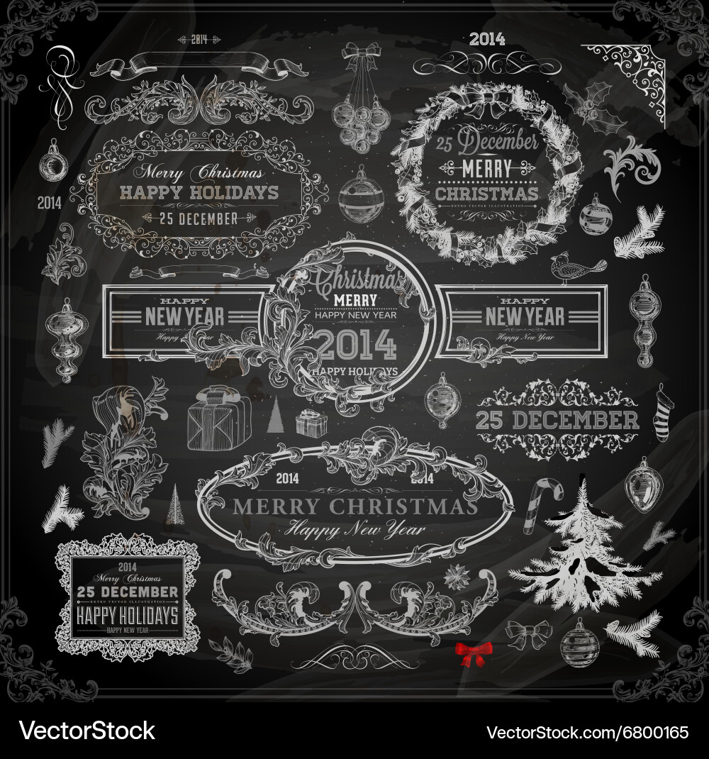 Chalkboard Christmas Set Royalty Free Vector Image