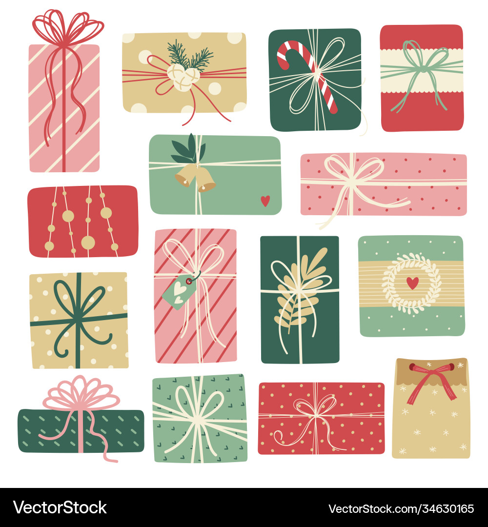Christmas gifts on white background Royalty Free Vector