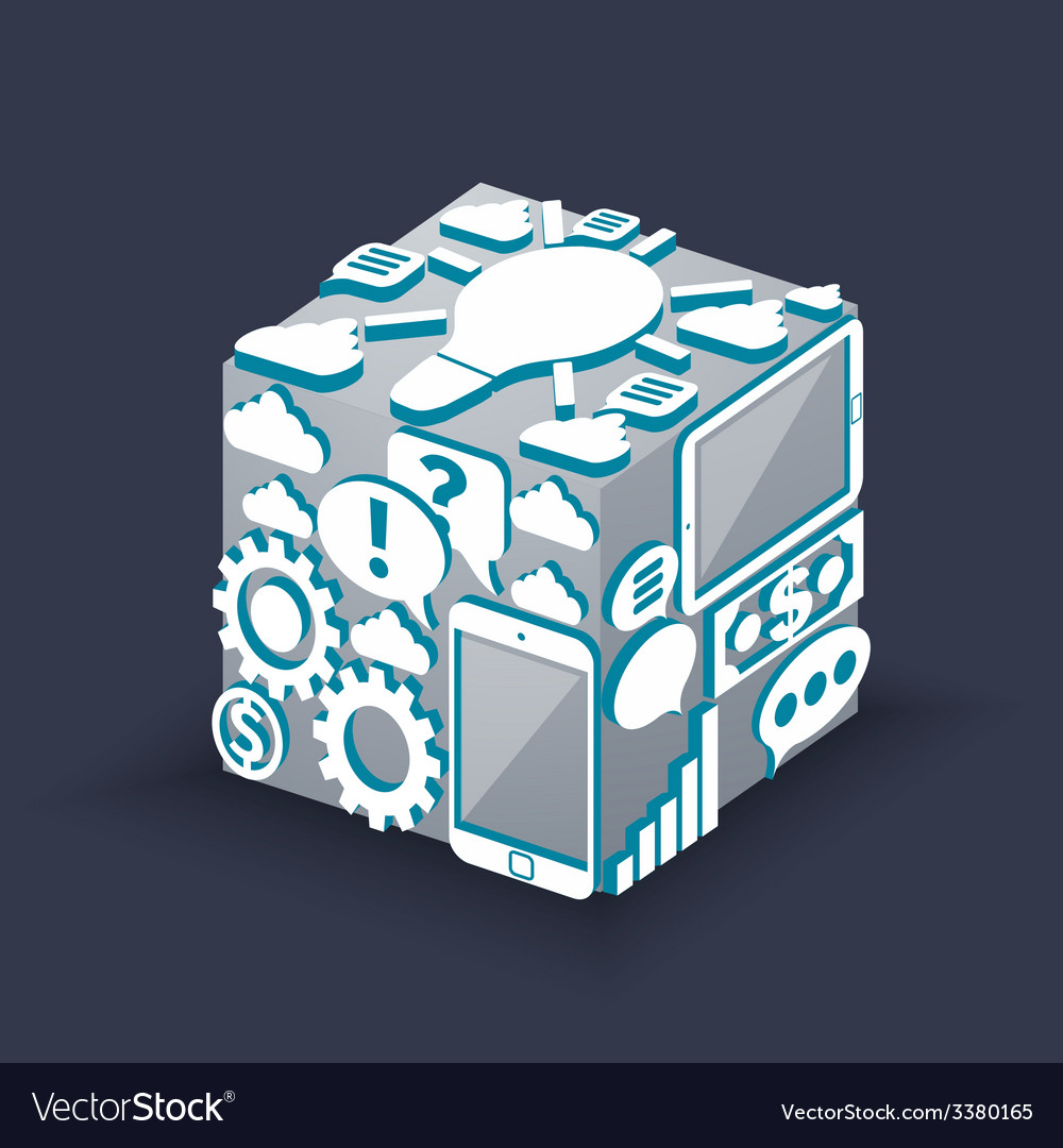 Cube of cloud computing schema concept Royalty Free Vector