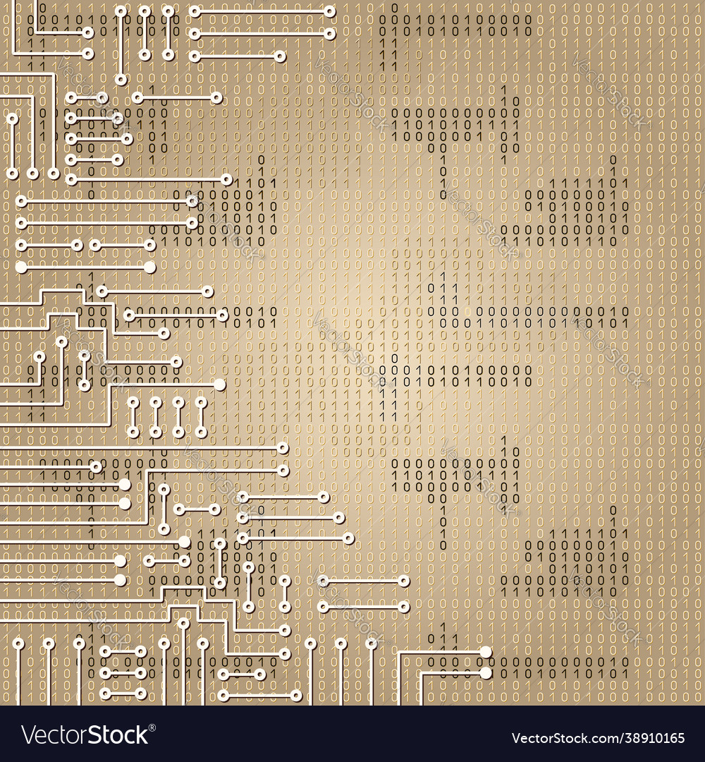 Electronic circuit and binary code Royalty Free Vector Image