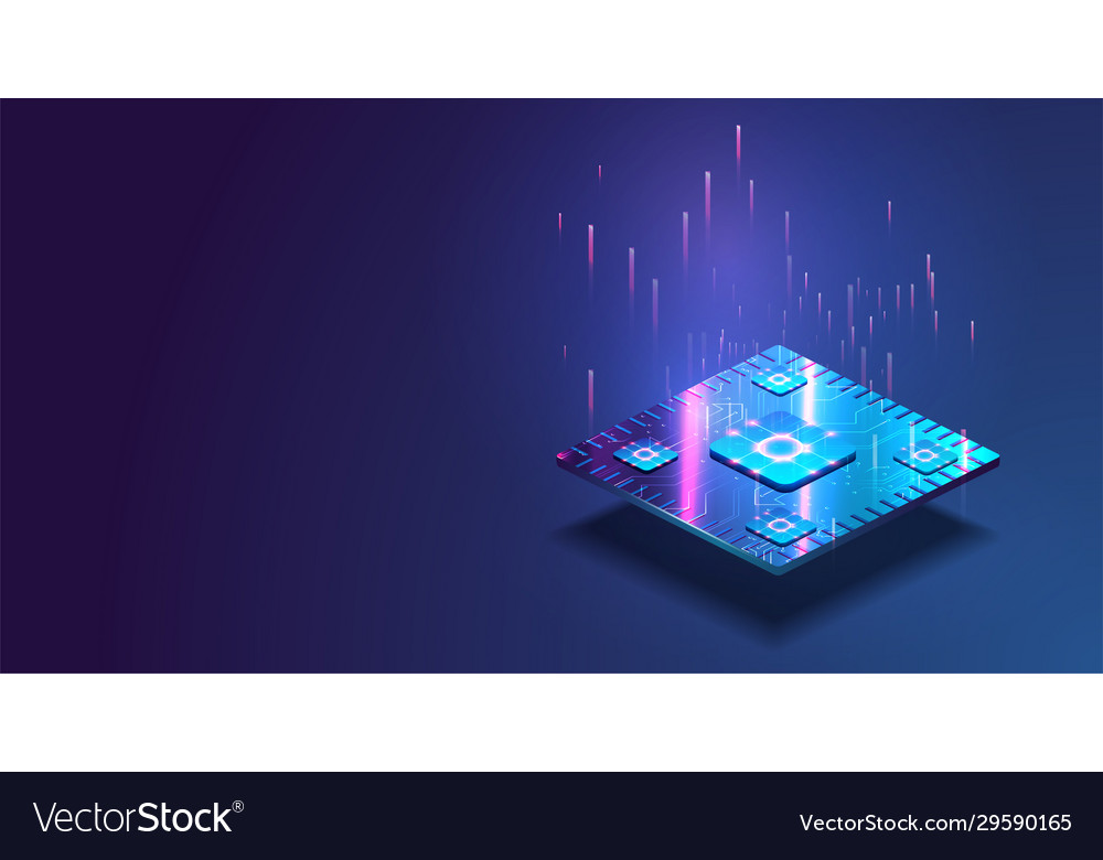 Futuristic microchip processor with lights on the Vector Image Futuristic microchip processor with lights on the Vector Image