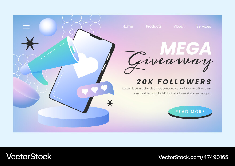 Giveaway landing page template design with Vector Image