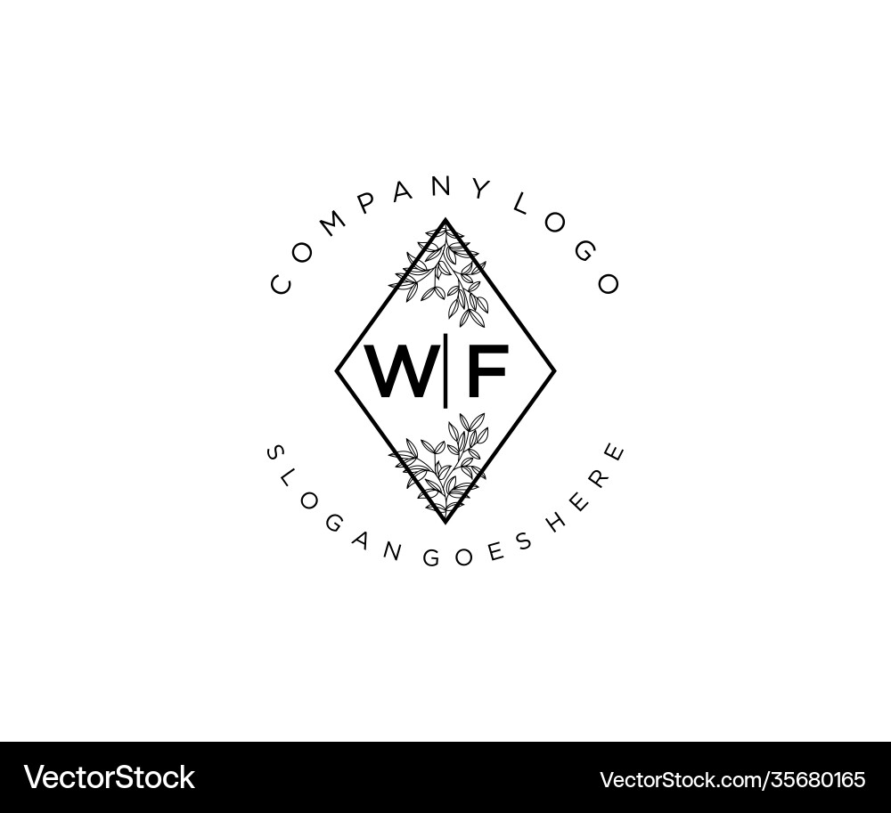 Initial wf letters beautiful floral feminine Vector Image