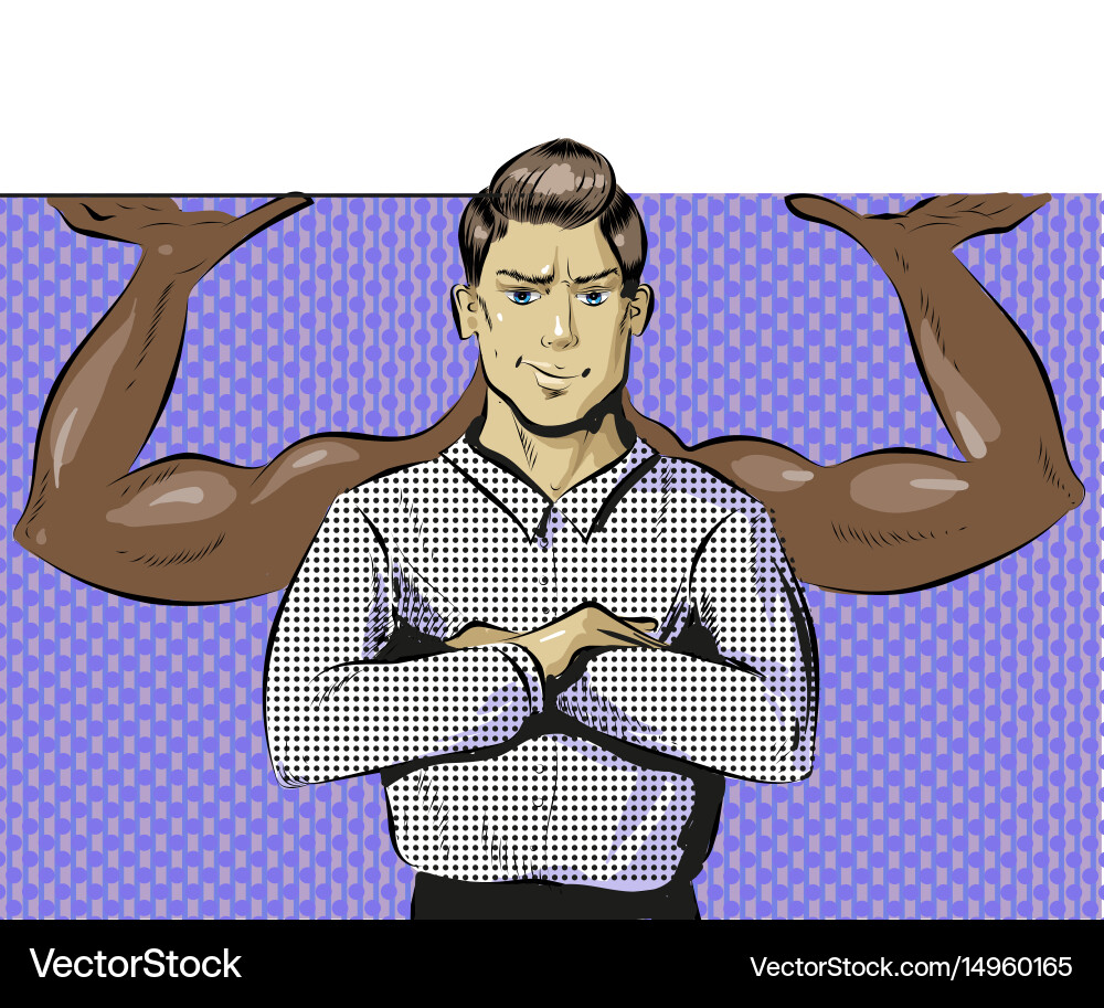 Pop art of man with power Royalty Free Vector Image