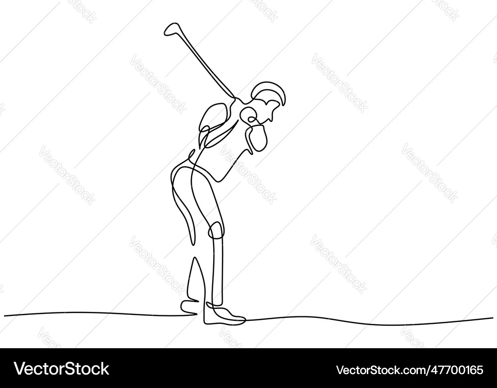 Sport of golf player continuous one line drawing Vector Image