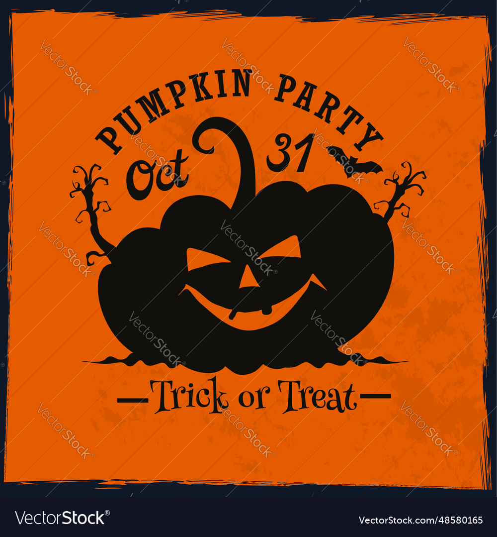 Vintage halloween grunge poster of spooky pumpkin Vector Image