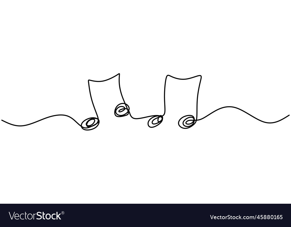 Whole note single one continuous line art Vector Image