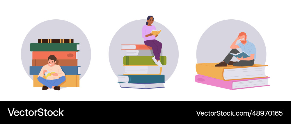 Young people bibliophiles children student Vector Image