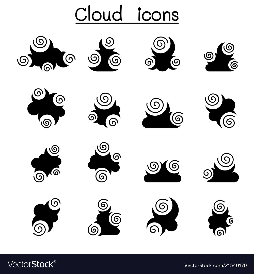 Abstract cloud icon set Royalty Free Vector Image
