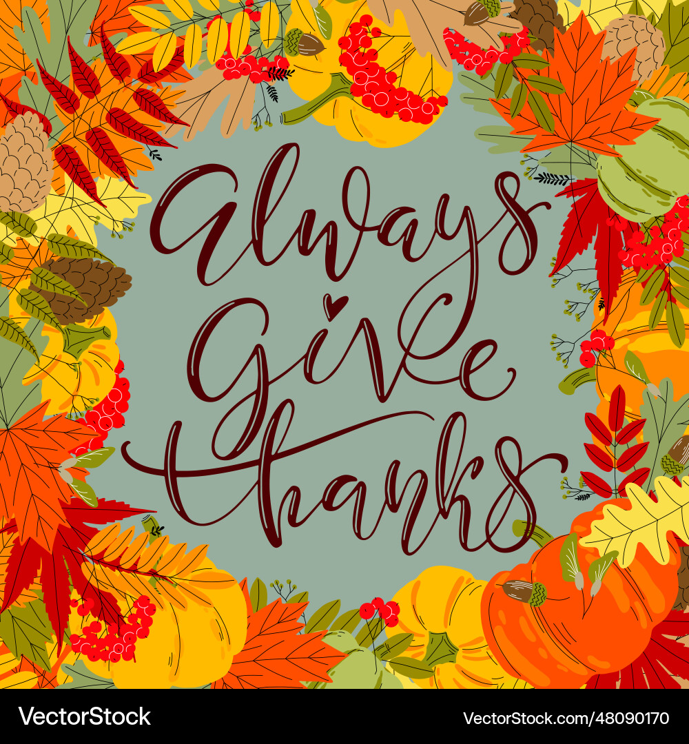 Always give thanks square card with various Vector Image