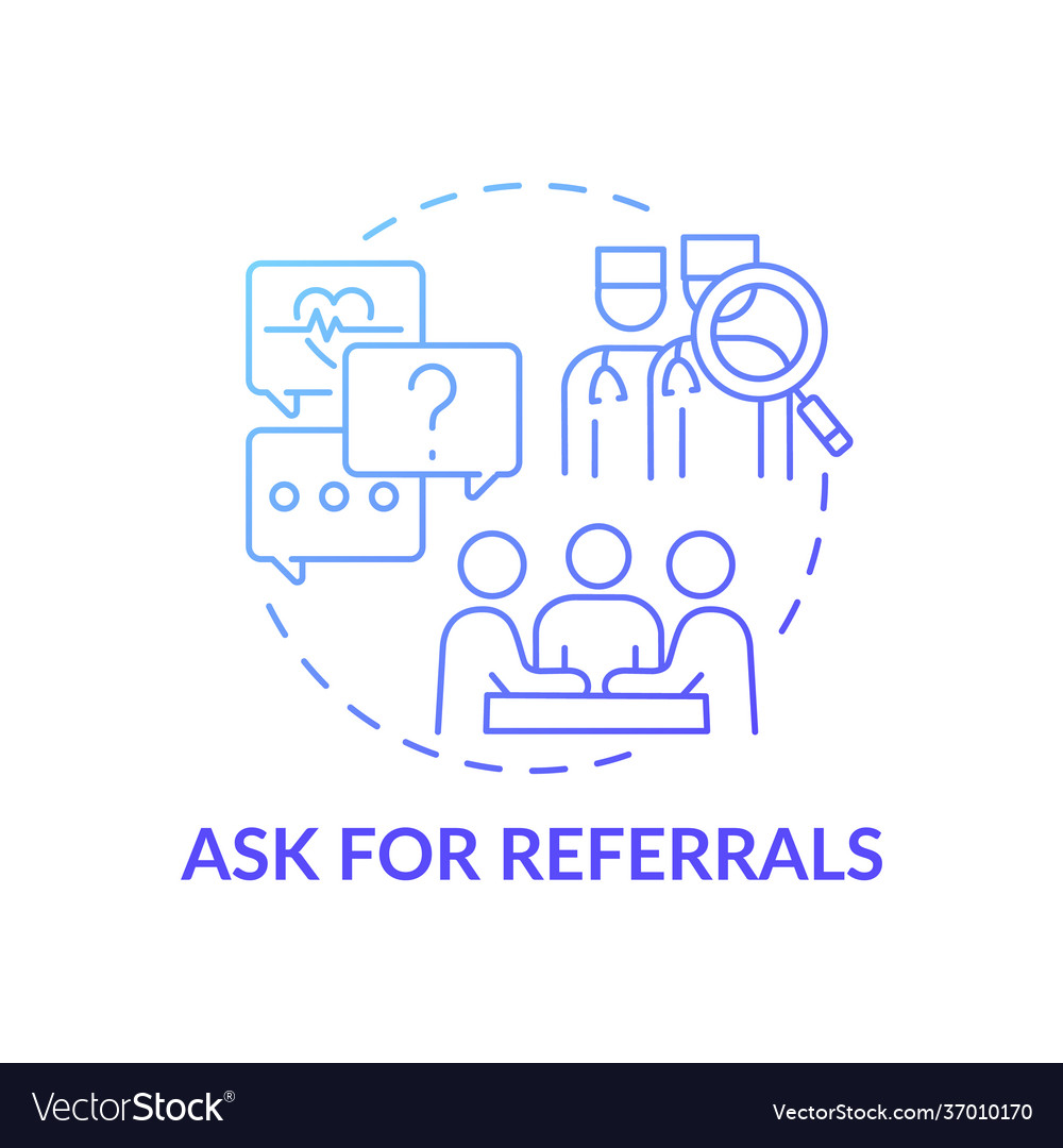 Ask for referrals blue gradient concept icon Vector Image Ask for referrals blue gradient concept icon Vector Image